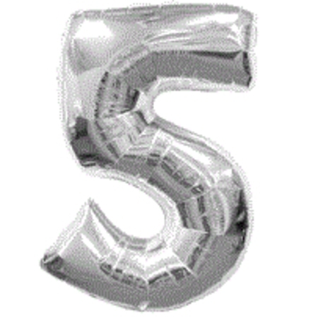 Silver Numeral Five Number Shape Foil Balloon D213705 - Important Items